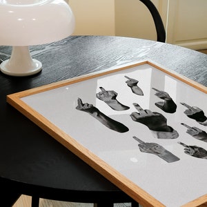 Middle Finger Print, Quirky Poster, Gallery Wall, Retro Poster, Weird ...