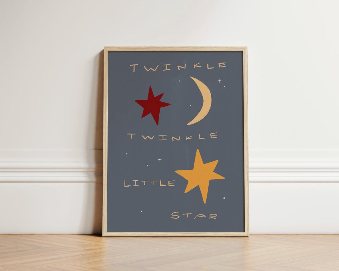 Twinkle Little Star Print, Moon and Stars Print, Nursery Illustration ...
