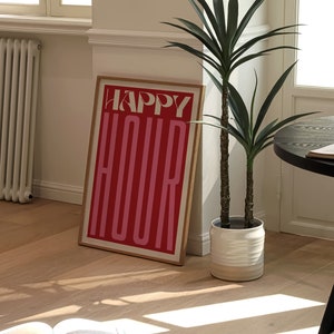 Trendy Happy Hour Print, Trendy Quote Print, Quote Art Poster, Kitchen ...