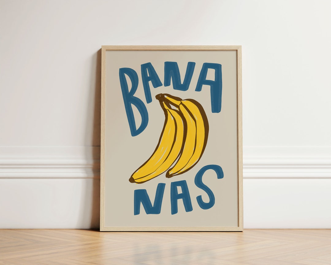 Banana Print, Kitchen Wall Art, Abstract Print, Retro Fruit Print ...