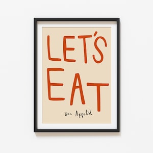 Let's Eat Print, Kitchen Wall Art, Abstract Print, Bon Appetit Print ...