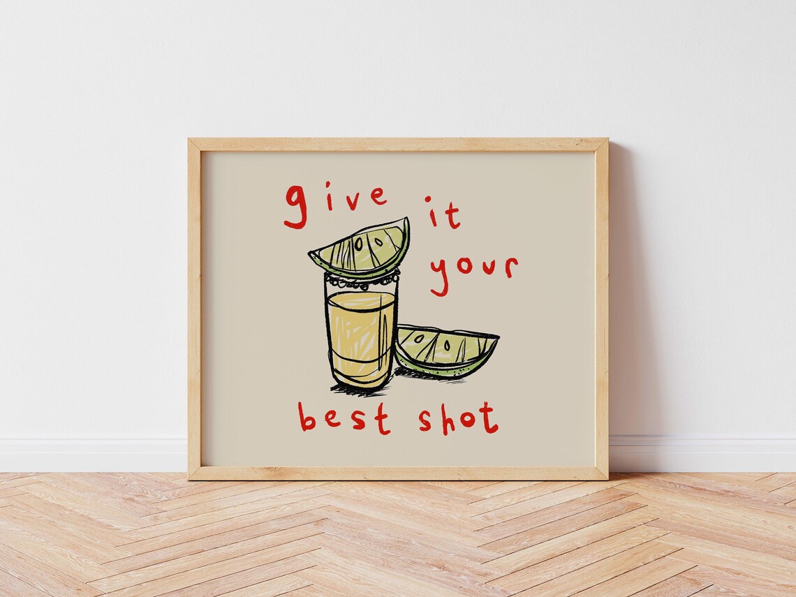 Give It Your Best Shot Print, Horizontal Retro Wall Art, Landscape ...
