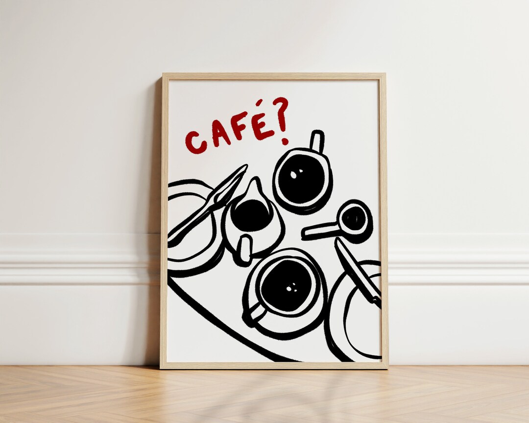Trendy Café Poster, Ink Bleed Pen, Coffee Print, Café Print, Coffee Cup ...