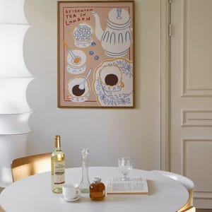 London Afternoon Tea Print, Kitchen Print, Illustration Kitchen Art ...