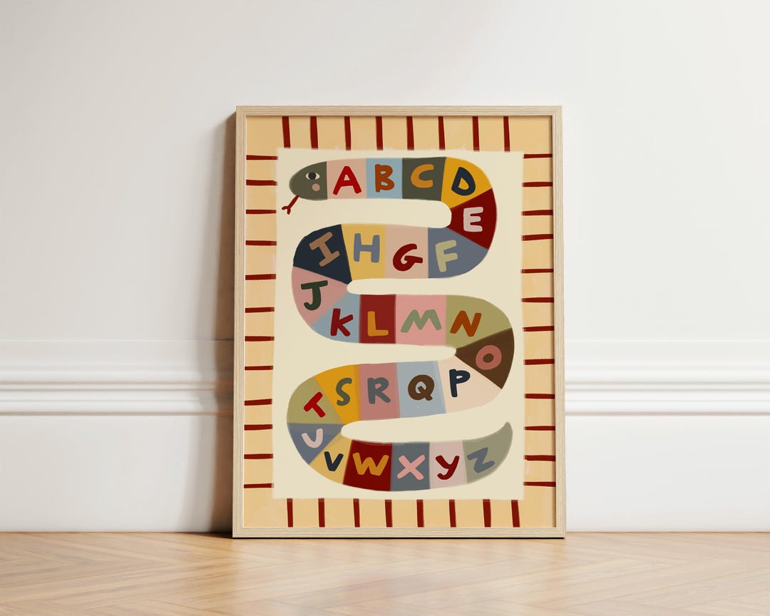 Alphabet Snake Wall Art Print – Colorful ABC Poster for Kids Room ...