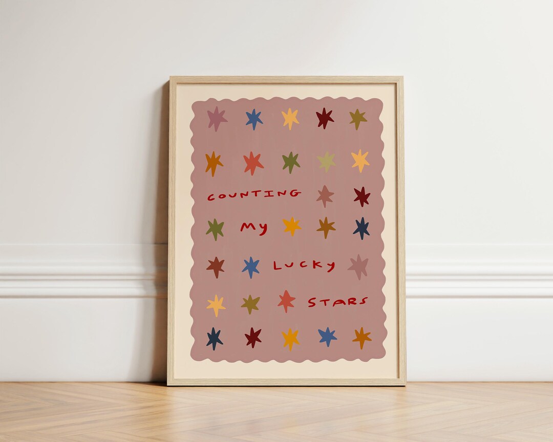 Lucky Stars Print, Nursery Print, Bedroom Art, Illustration Wall Art ...