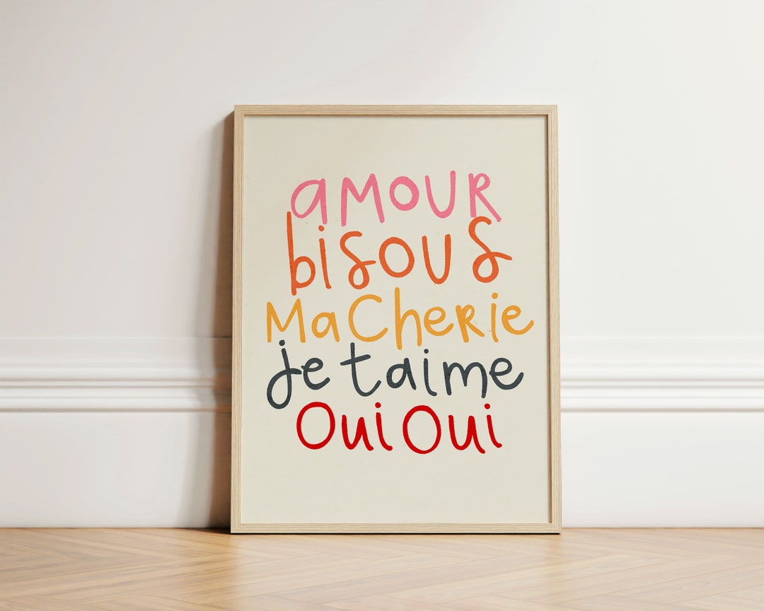 Colourful French Print, Typography Poster, Retro Wall Art, Livingroom ...