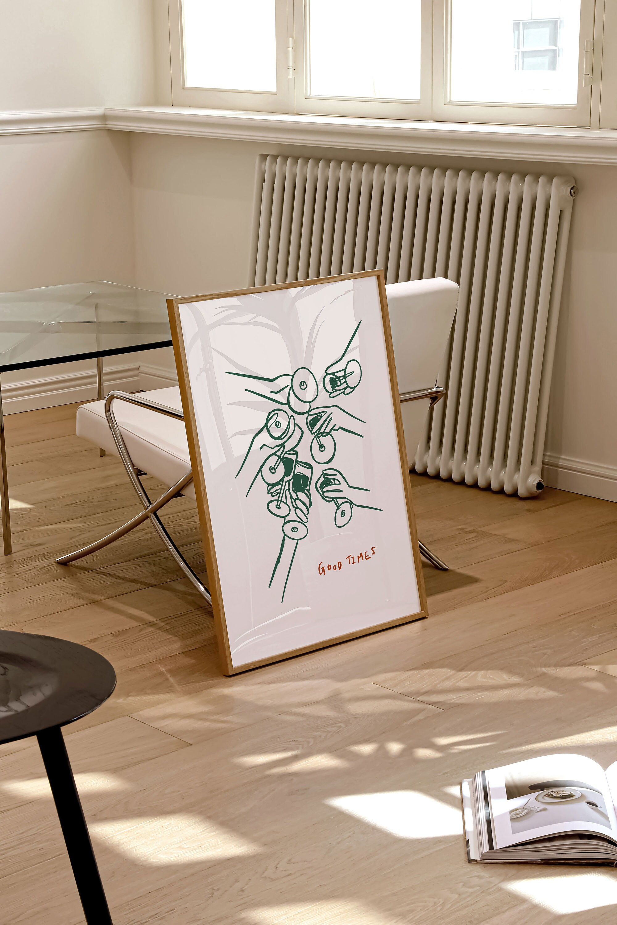 Good Times Wine Print, Ink Bleed Style, Retro Wall Art, Kitchen Wall ...