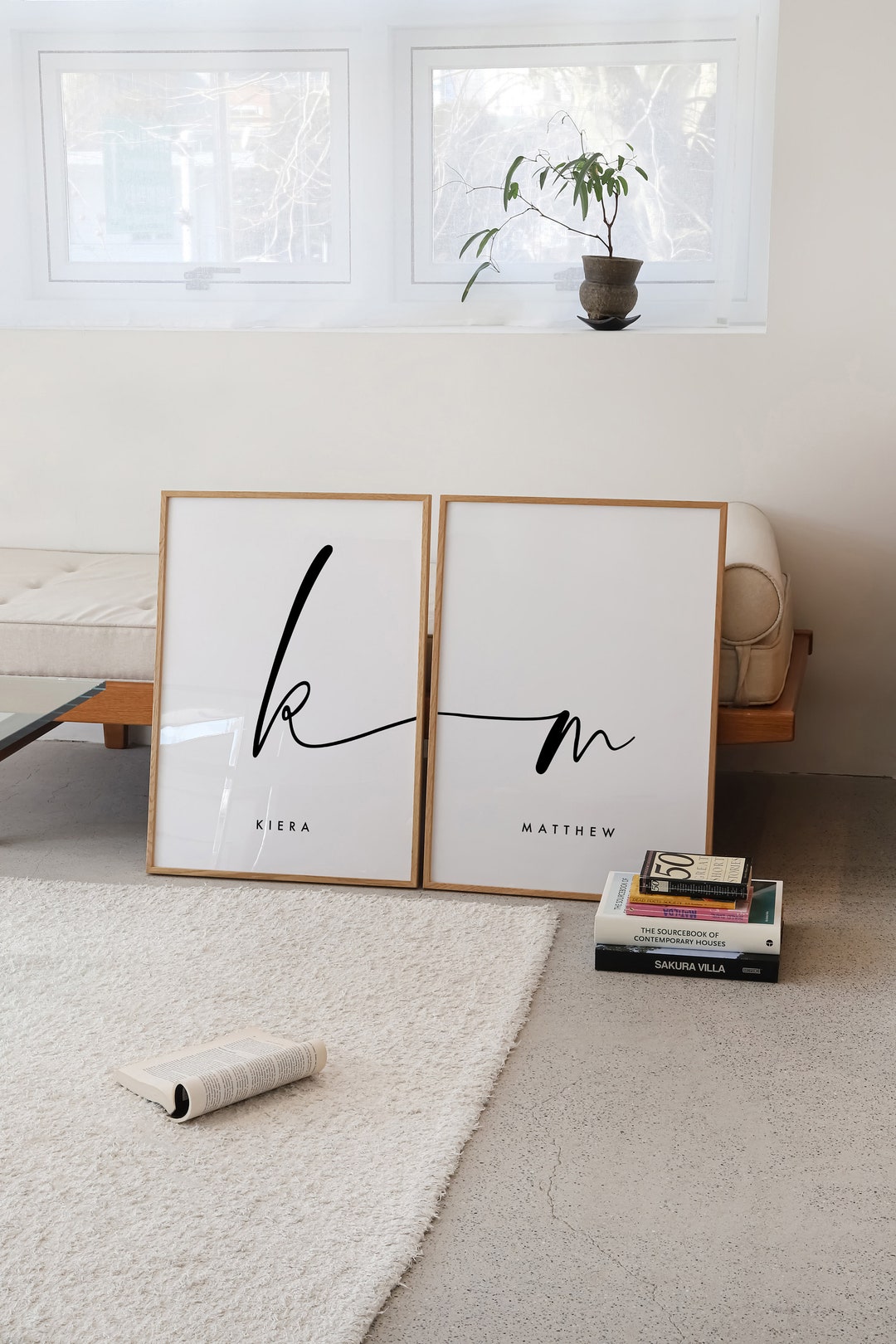 Custom Initials Print, Couples Gift Idea, Home Print, Joining Initials ...