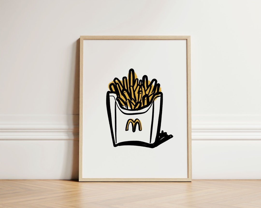 French Fries Print, Ink Bleed Style, Mcdonald's Fries, Fast Food ...