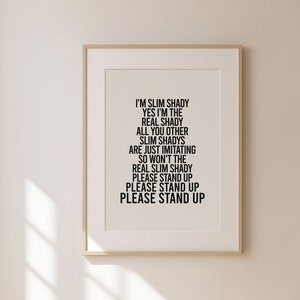 Eminem Lyrics Print, Slim Shady Lyrics, Quote Wall Prints, Bedroom Wall ...