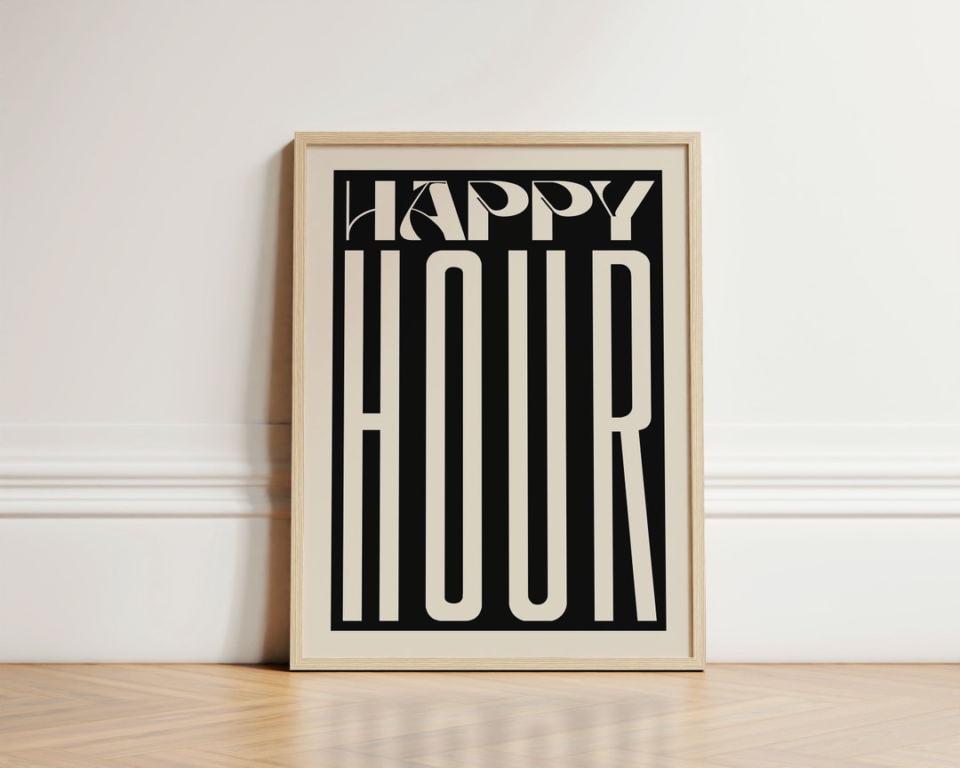 Trendy Happy Hour Print, Trendy Quote Print, Quote Art Poster, Kitchen ...