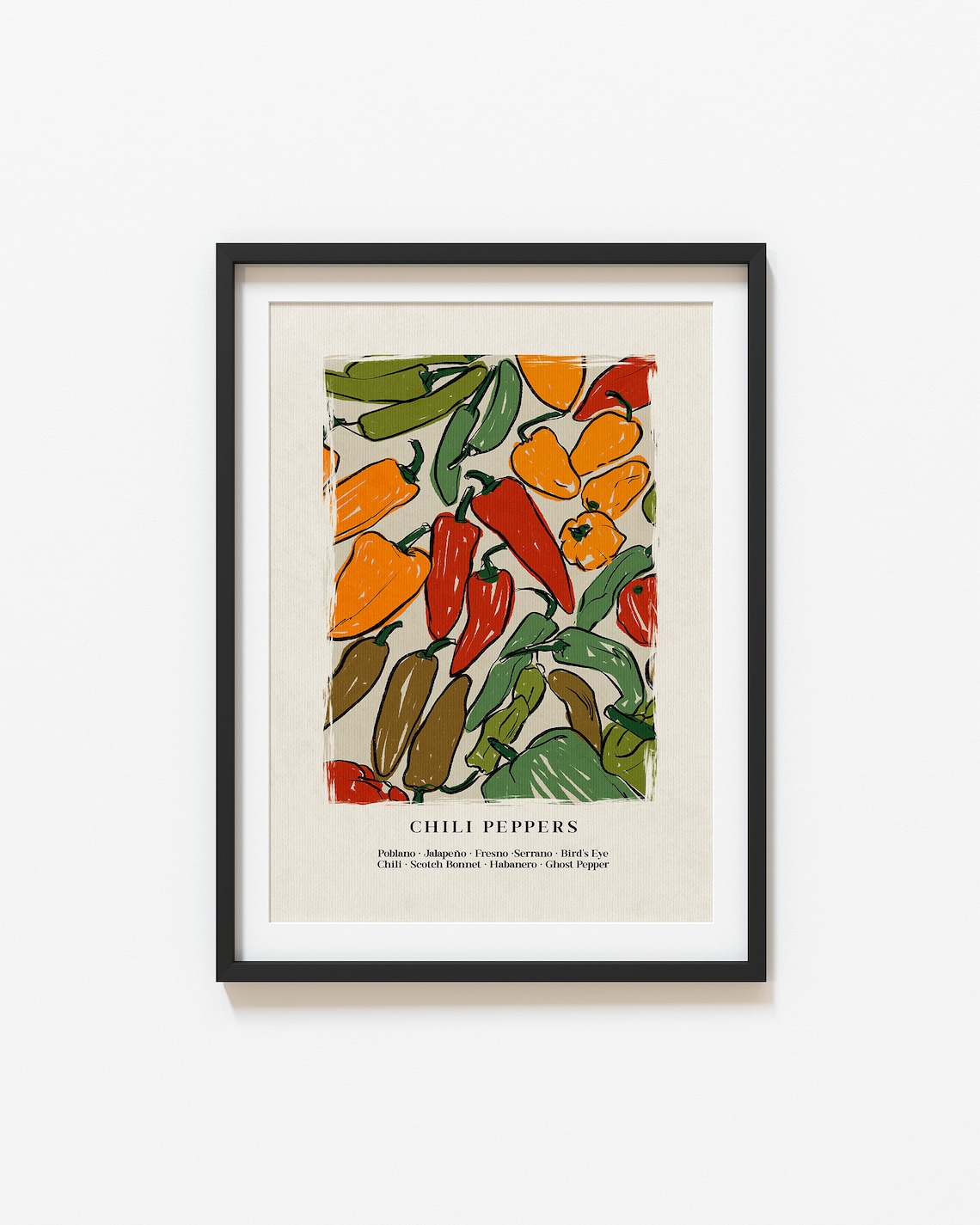 Set of 3 Chili Pepper Prints, Chili Print, Retro Wall Art, Kitchen Wall ...