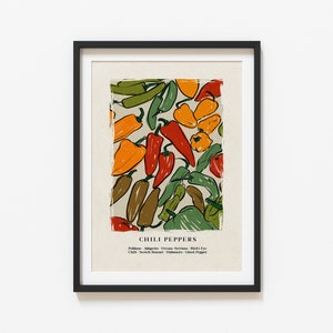 Set of 3 Chili Pepper Prints, Chili Print, Retro Wall Art, Kitchen Wall ...