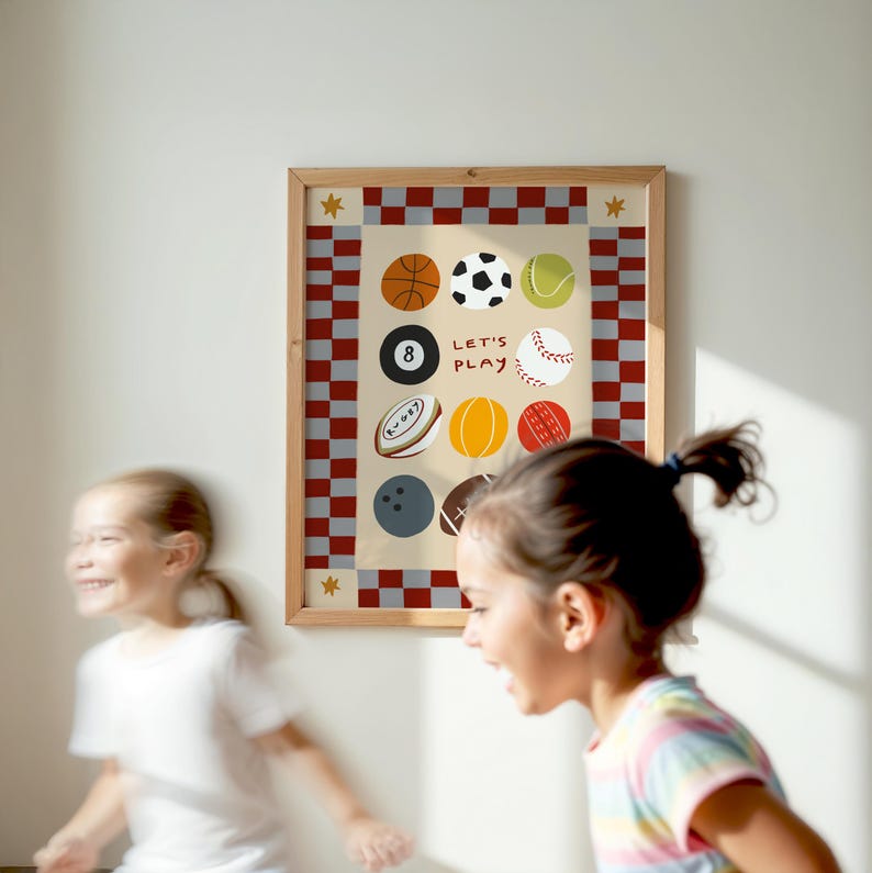 Let's Play Print, Kid's Bedroom Print, Football Wall Art, Boy's Bedroom ...