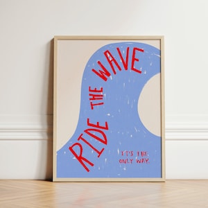 Ride the Wave Print, Print Wall Art, Summer Wall Art, Surfer Prints ...