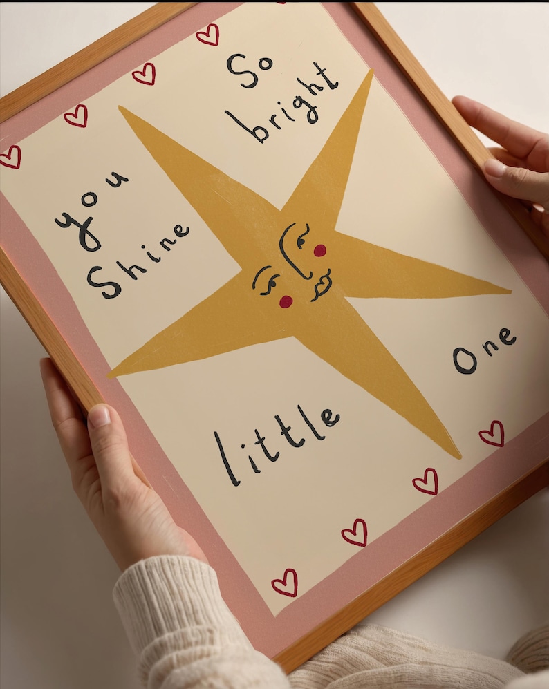 You Shine Bright Print, Star Nursery Print, Illustration Wall Art ...
