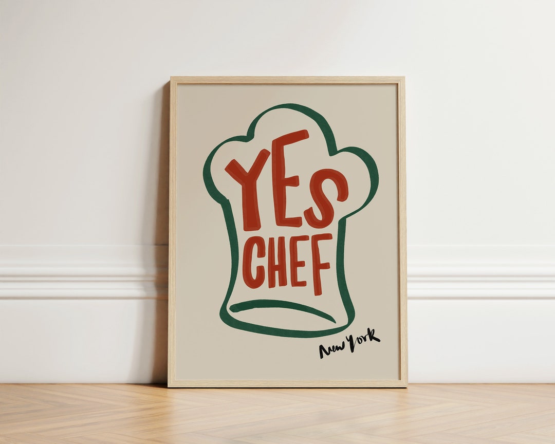 Yes Chef New York Print, Quirky Decor, Wall Art, Kitchen Print, Kitchen ...