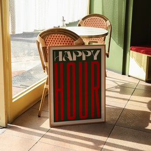 Trendy Happy Hour Print, Trendy Quote Print, Quote Art Poster, Kitchen ...