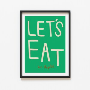 Let's Eat Print, Kitchen Wall Art, Abstract Print, Bon Appetit Print ...