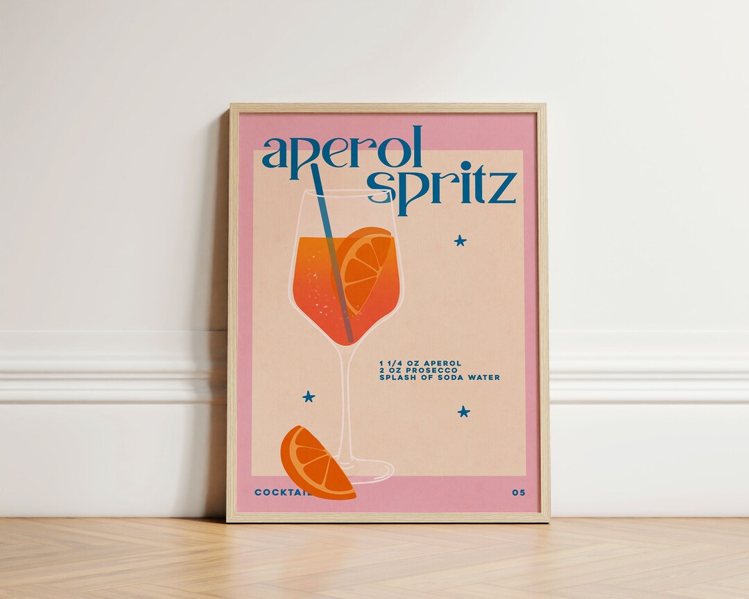 Retro Aperol Spritz Poster, Retro Cocktail Poster, Cocktail Print ...