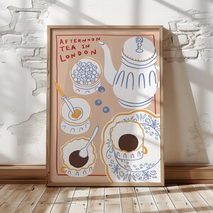 London Afternoon Tea Print, Kitchen Print, Illustration Kitchen Art ...
