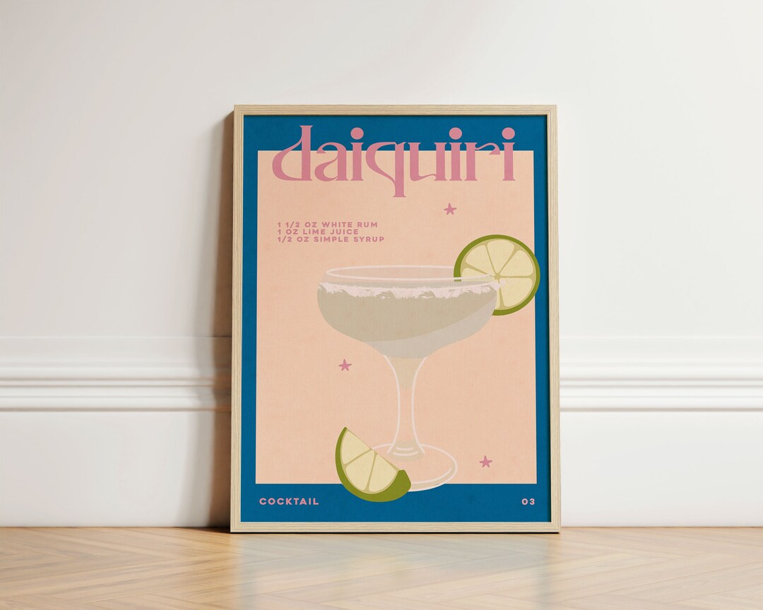 Trendy Daiquiri Poster, Trendy Cocktail Poster, Retro Drink Print ...