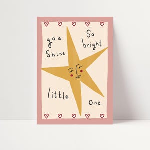 You Shine Bright Print, Star Nursery Print, Illustration Wall Art ...