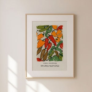 Chilli Peppers Print, Chillies Poster, Kitchen Wall Art, Kitchen Poster ...