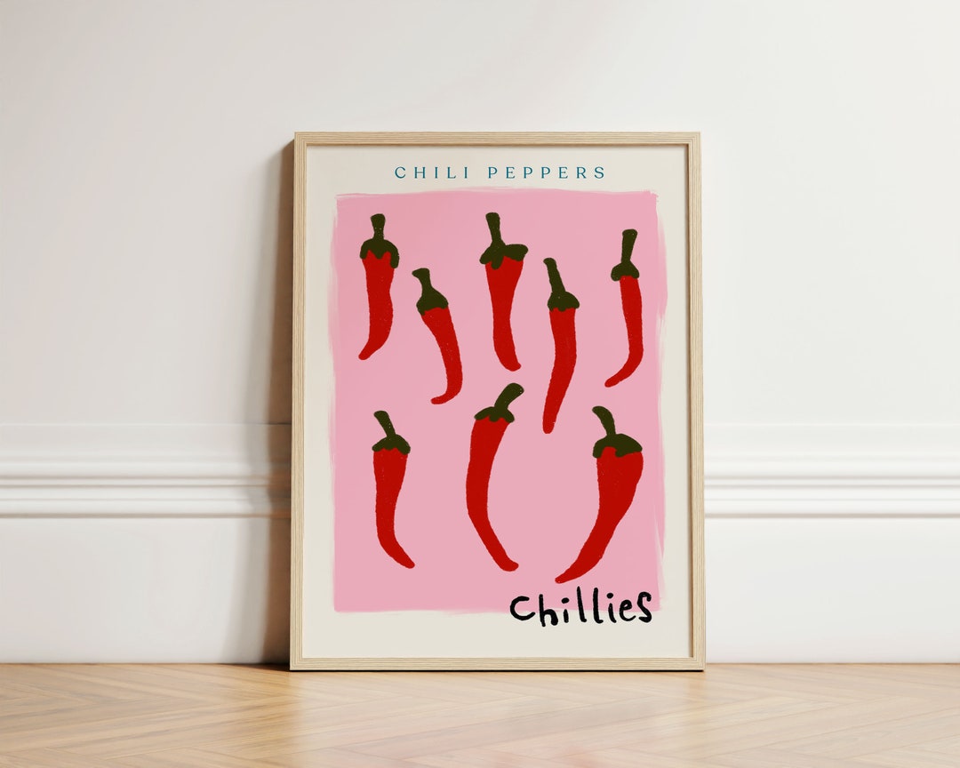 Chili Peppers Print, Chillies Poster, Kitchen Poster, Fruit Print ...