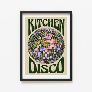 Kitchen Disco Print, Disco Ball, Retro Poster, Trendy Poster, Trendy ...
