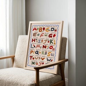Alphabet Print, First Alphabet Nursery Print, Illustration Wall Art ...