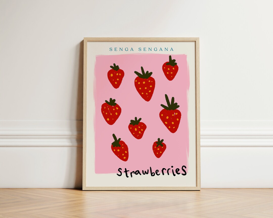 Strawberries Print, Strawberries Poster, Kitchen Poster, Fruit Print ...