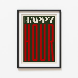 Trendy Happy Hour Print, Trendy Quote Print, Quote Art Poster, Kitchen ...