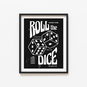 Roll the Dice Print, Retro Dice Print, Quirky Poster, Lucky Dice Print ...