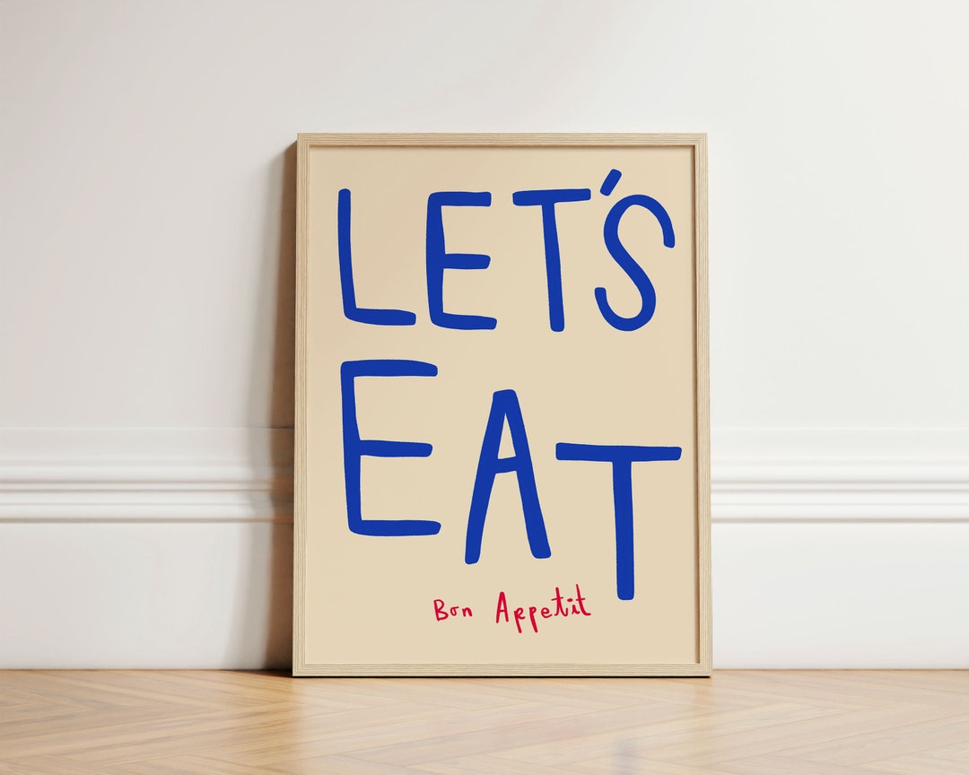 Let's Eat Print, Kitchen Wall Art, Abstract Print, Bon Appetit Print ...