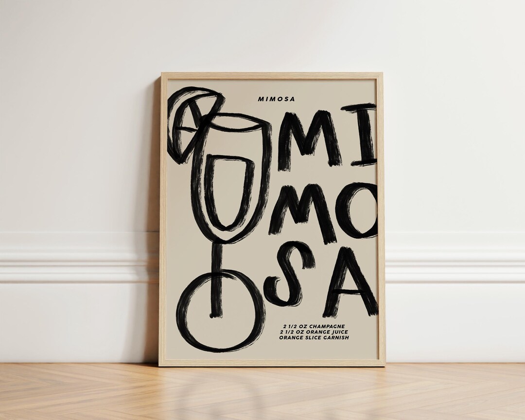 Mimosa Print, Classic Cocktail Print, Retro Wall Art, Kitchen Wall ...