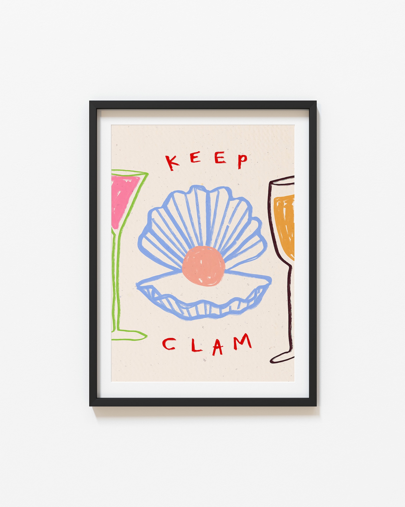 Keep Clam Print, Print Wall Art, Oyster Print, Hand Drawn Prints, Wall ...