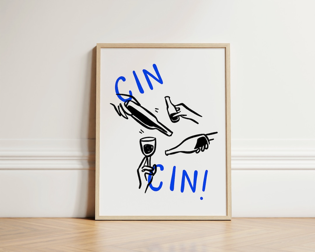 Trendy Cin Cin Poster, Ink Bleed Style, Cheers Print, Wine Print, Wine ... Trendy Cin Cin Poster, Ink Bleed Style, Cheers Print, Wine Print, Wine ...