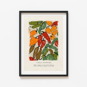 Chilli Peppers Print, Chillies Poster, Kitchen Wall Art, Kitchen Poster ...