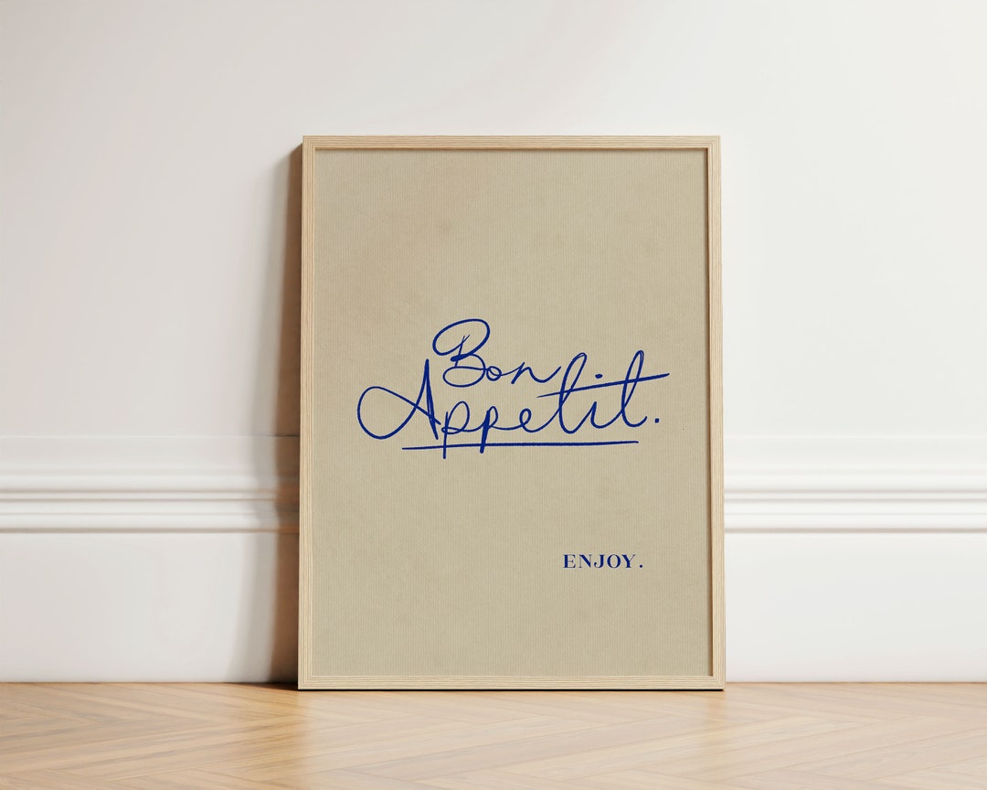 Bon Appetit Enjoy Print, Kitchen Wall Art, Retro Print, Bon Appetit ...