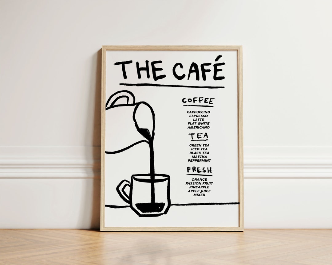 The Cafe Print, Cafe Menu Poster, Kitchen Wall Art, Kitchen Decor ...