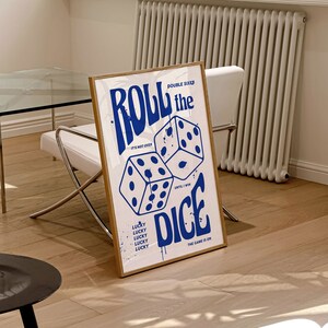 Roll the Dice Print, Retro Dice Print, Quirky Poster, Lucky Dice Print ...