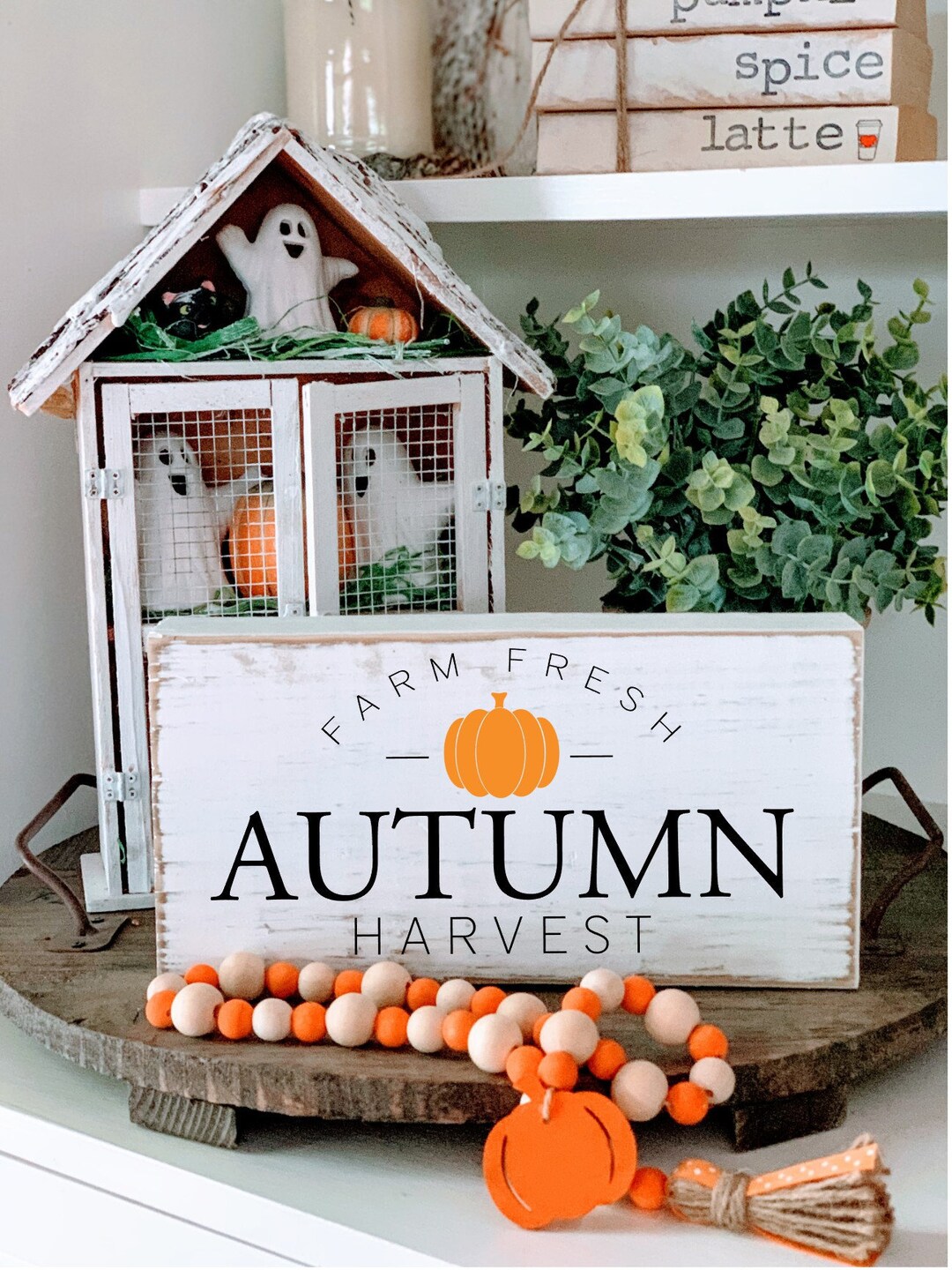 Farm Fresh Autumn Harvest Sign Rustic Wood Decor Fall Pumpkin Decor ...