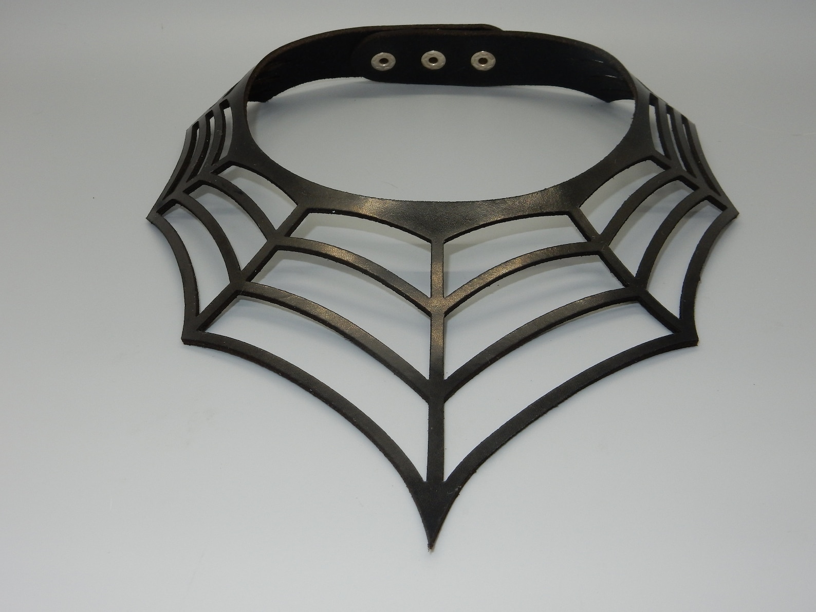 Goth Leather Spider Web Choker Necklace With Longer Point | Etsy