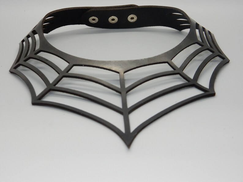 Goth Leather Spider Web Choker Necklace With Longer Point - Etsy