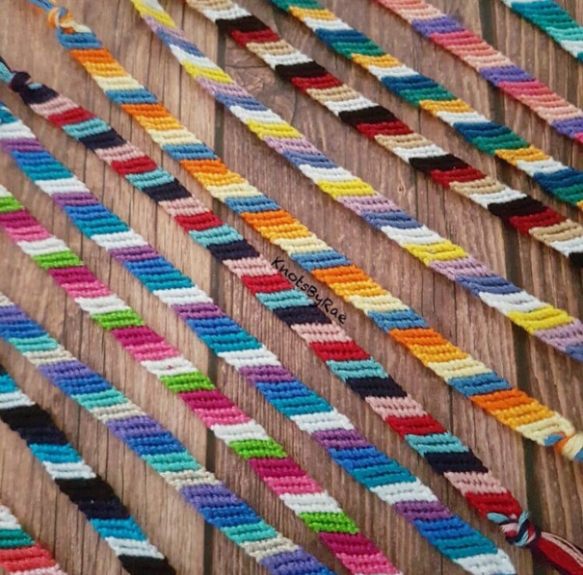 Custom Candy Stripe Friendship Bracelets, Colourful Woven String ...
