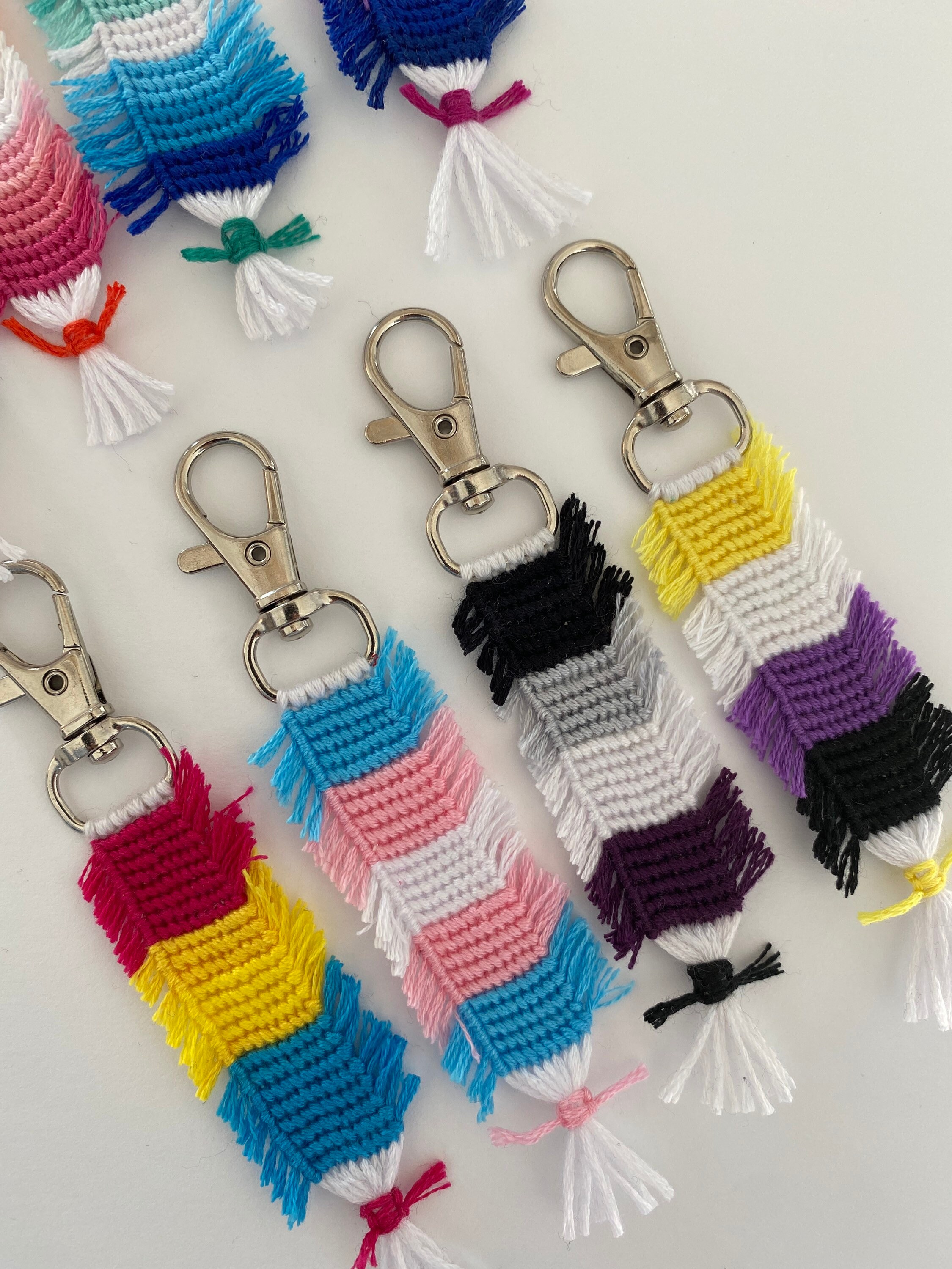 LGBTQ Pride Flag Keychains Knotted Macramé Keychains - Etsy Canada