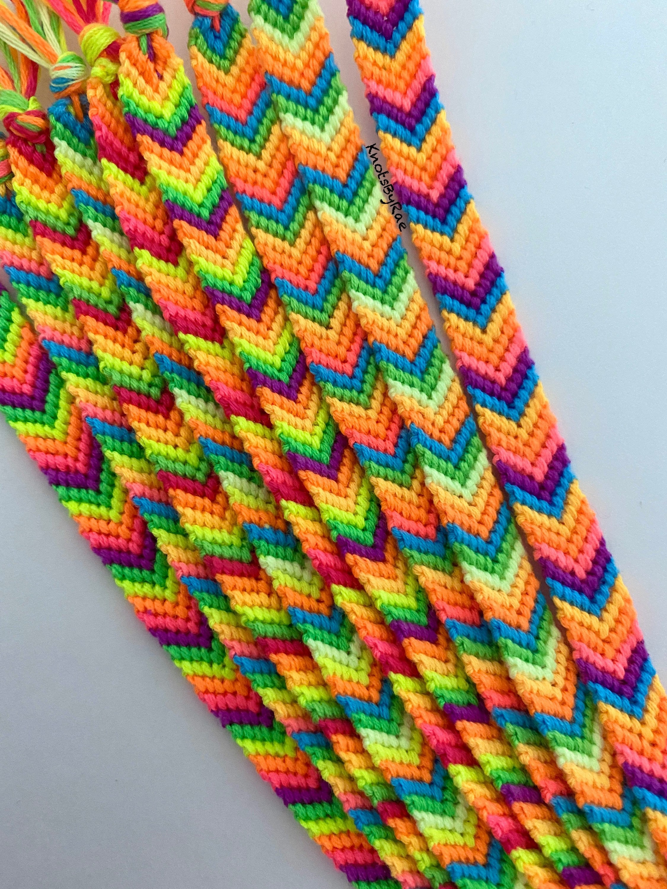 Custom Neon Chevron Friendship Bracelets, Bright Fluorescent ...