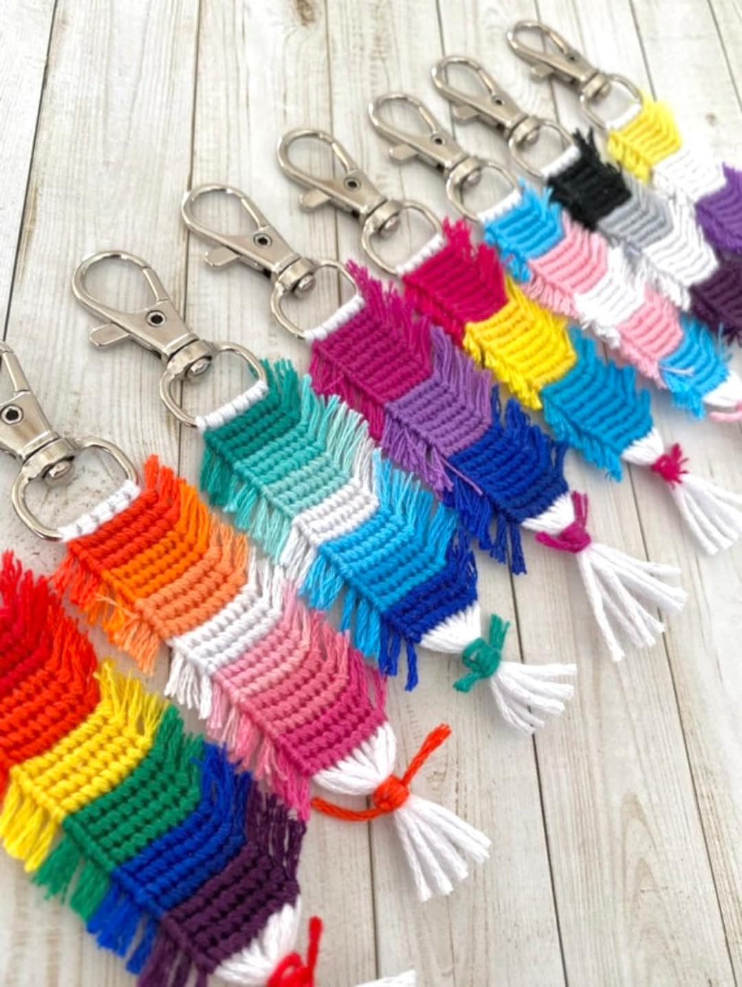 LGBTQ Pride Flag Keychains, Knotted Macramé Keychains - Etsy